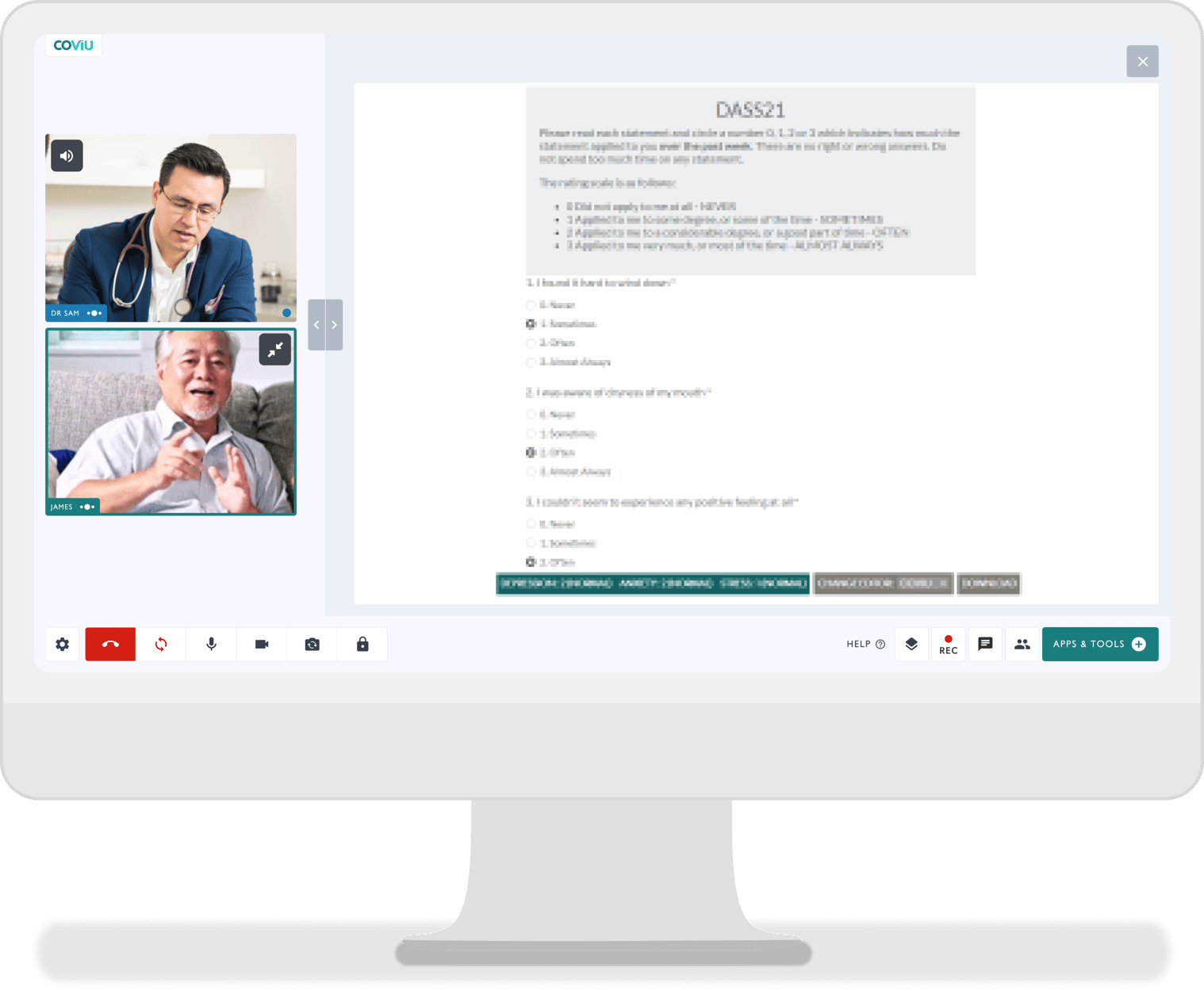 Install the DASS-21 App on Coviu | Apps
